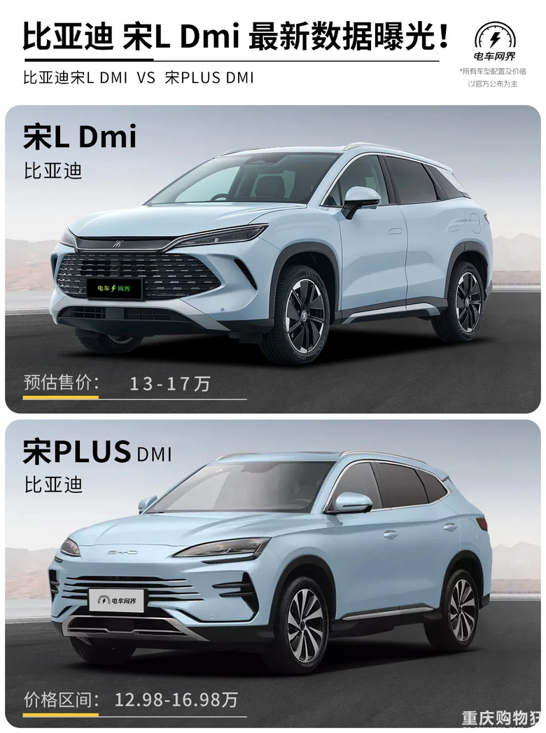 比亚迪宋L DMi最新外形数据曝光！比亚迪宋L DMi对比宋Plus DMi-买车用车-重庆购物狂